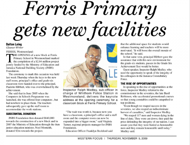 Ferris Primary gets new facilities - JN Foundation